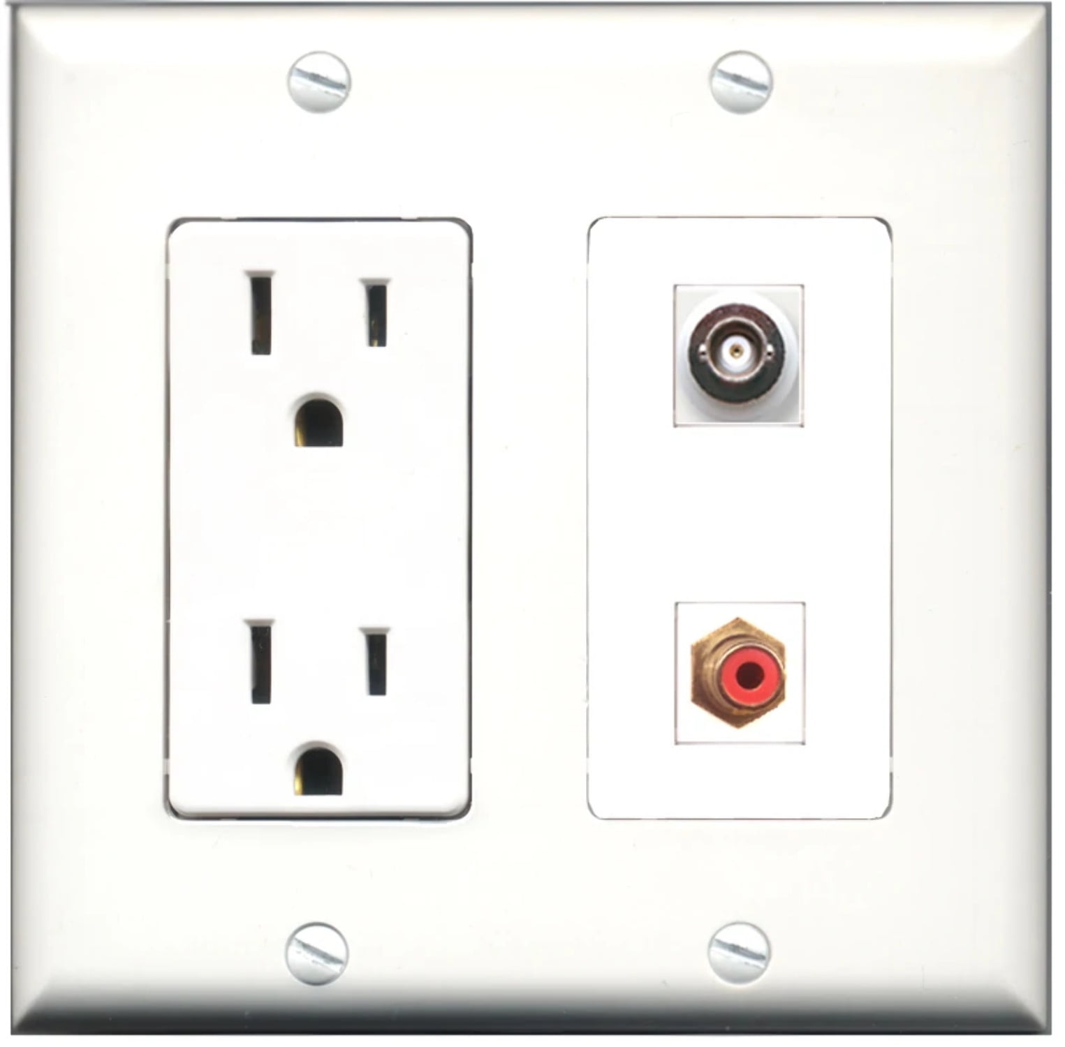 Ultra Spec Cables 15 Amp Power Outlet 1 Port RCA Red 1 Port BNC Wall ...