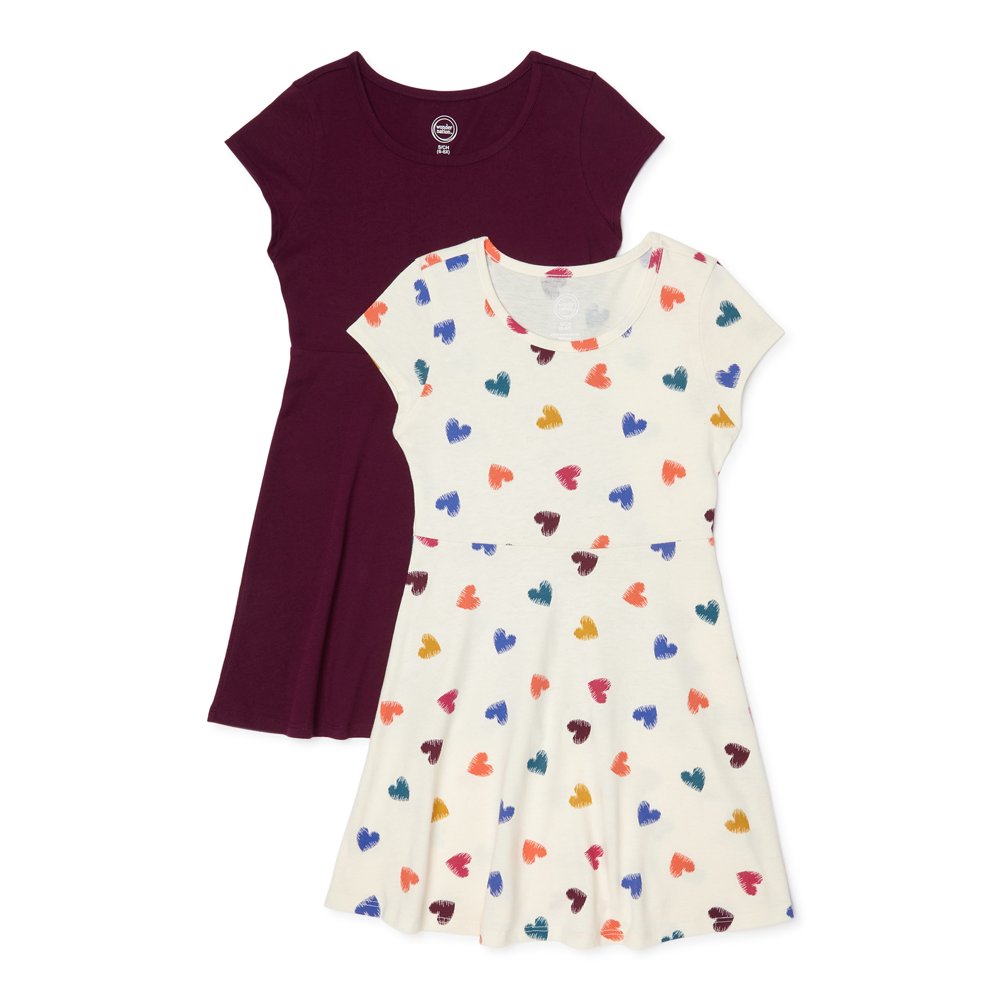 Wonder Nation - Wonder Nation Girls Holiday Short Sleeve Play Dress, 2 ...