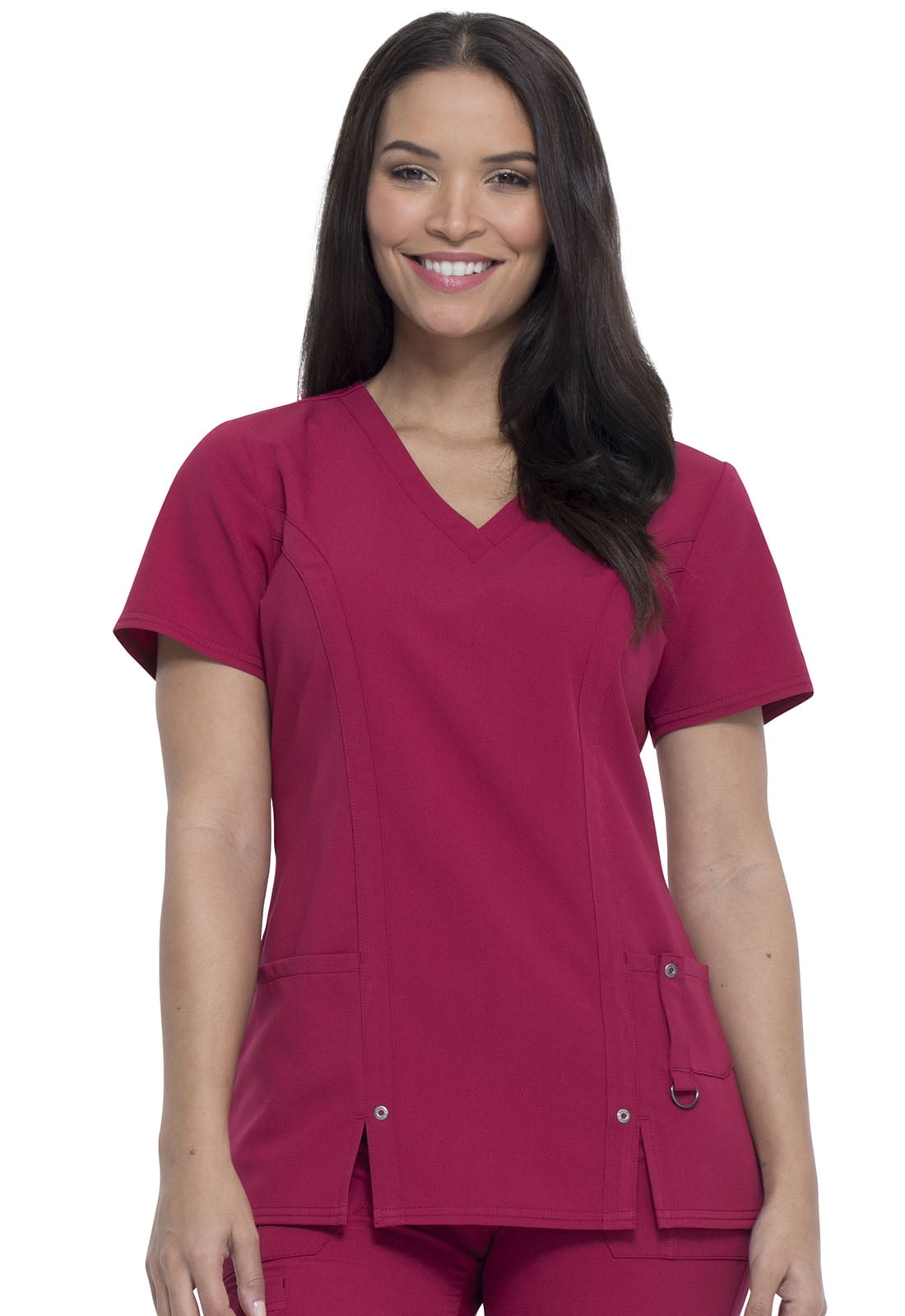 Dickies Xtreme Stretch Women Scrubs Top V Neck Plus Size 82851 2xl Wild Cherry
