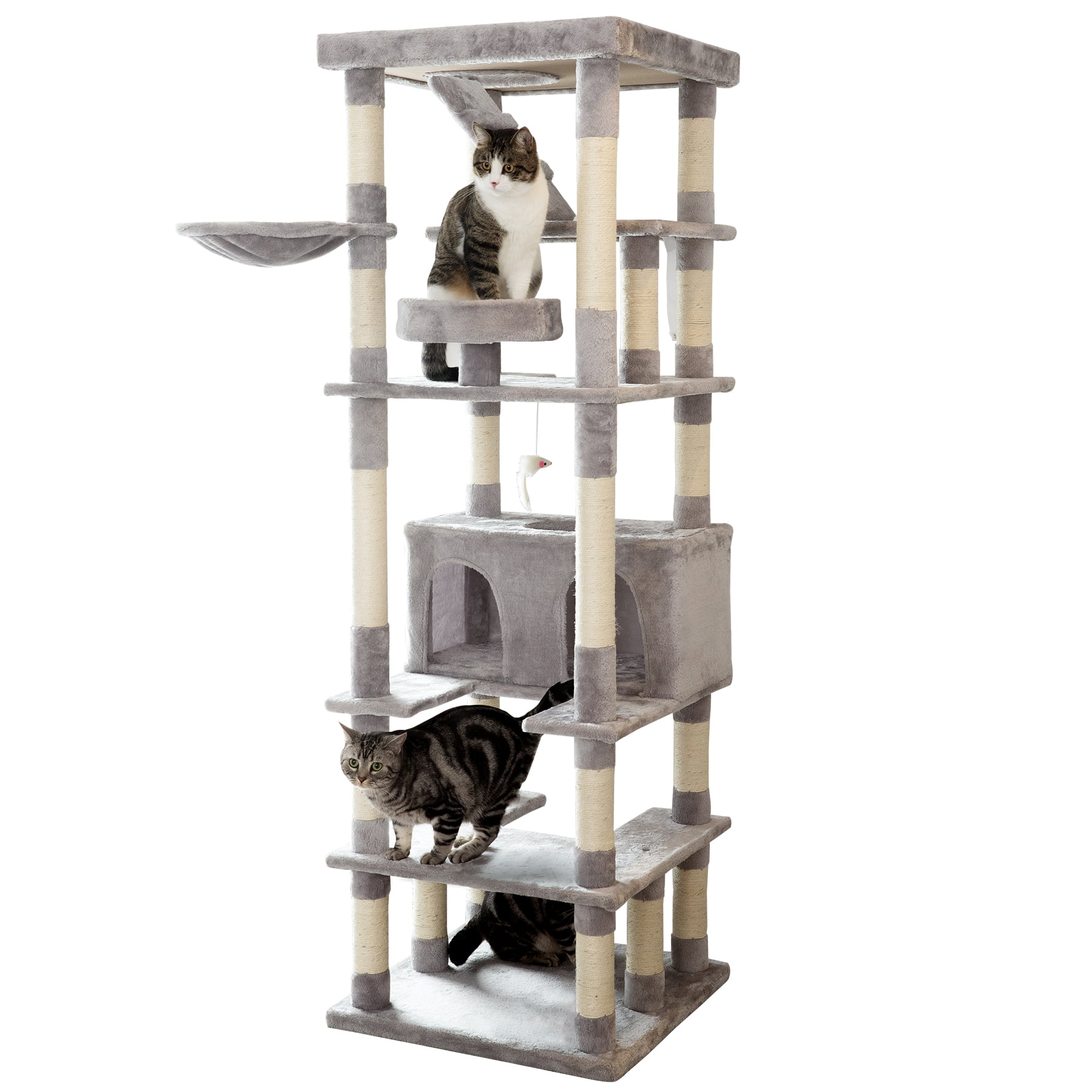 MWPO 74.8-in Extra Large Cat Tree with Double Condo and Scratching Post ...