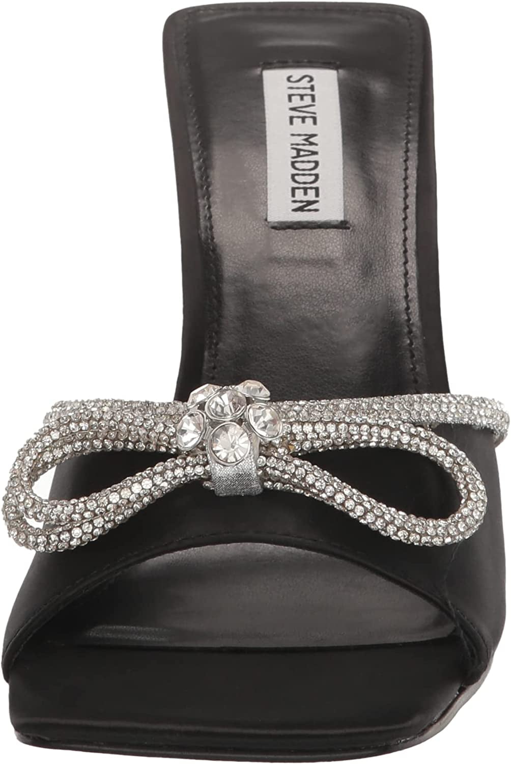 Steve Madden Embellish Black Satin Open Toe Slip On Steve Madden Embellish Black Satin Open Toe Slip On