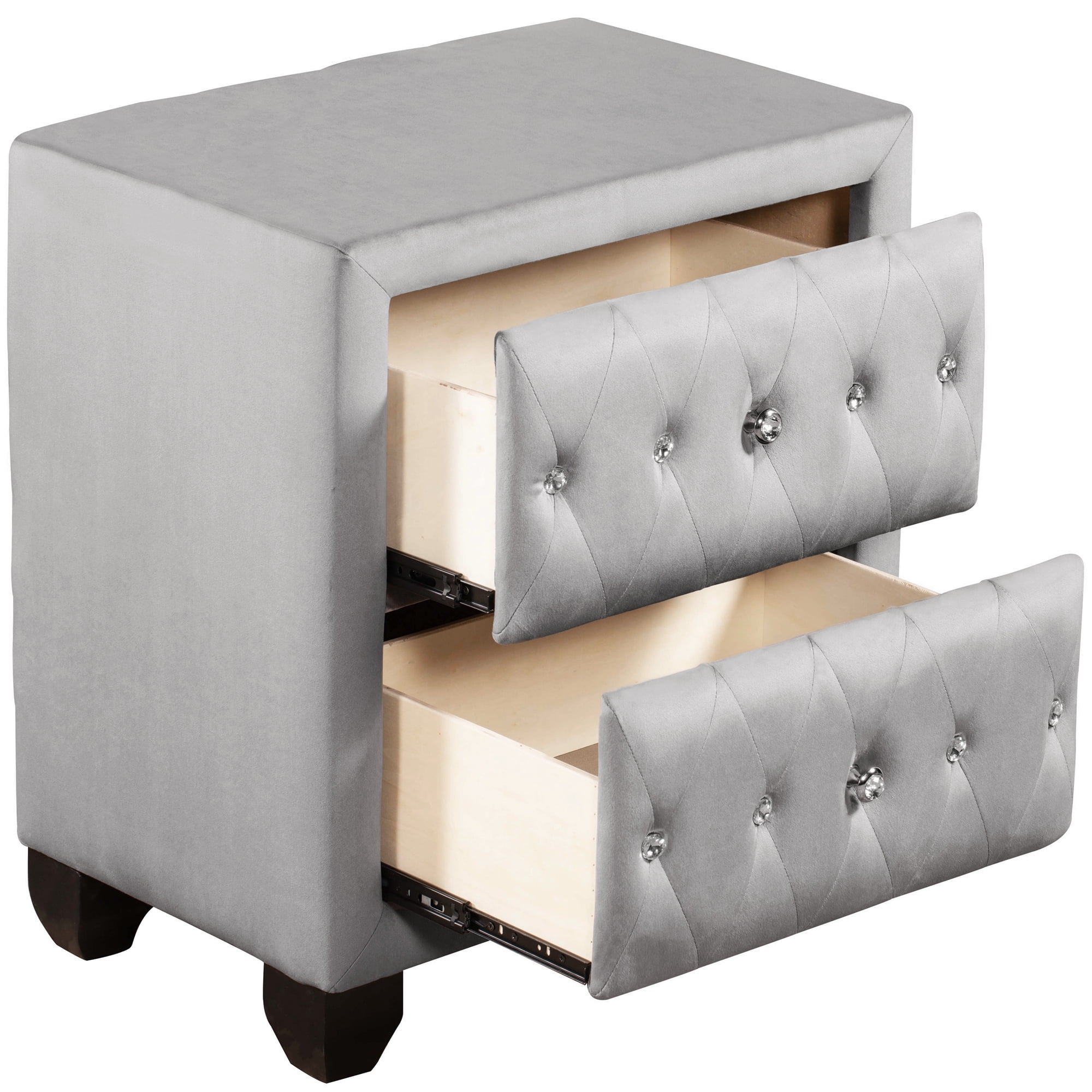 Paproos Nightstand with Drawers, Modern Velvet Upholstered Bedside Table for Bedroom, Fabric ...