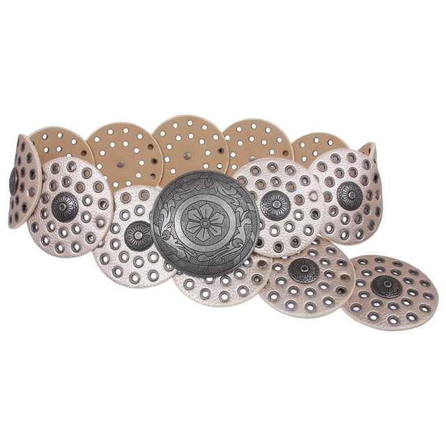 3 1/2" (90 mm) Wide Ladies Wide Boho Disc Concho Leather Belt - Walmart.com