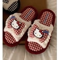 Hello Kitty Plush House Slippers for Women,Red Gingham Checkered ...