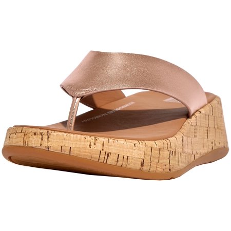 FitFlop F-Mode Leather/Cork Flatform Toe Post Sandals Rose Gold 10 M (B ...