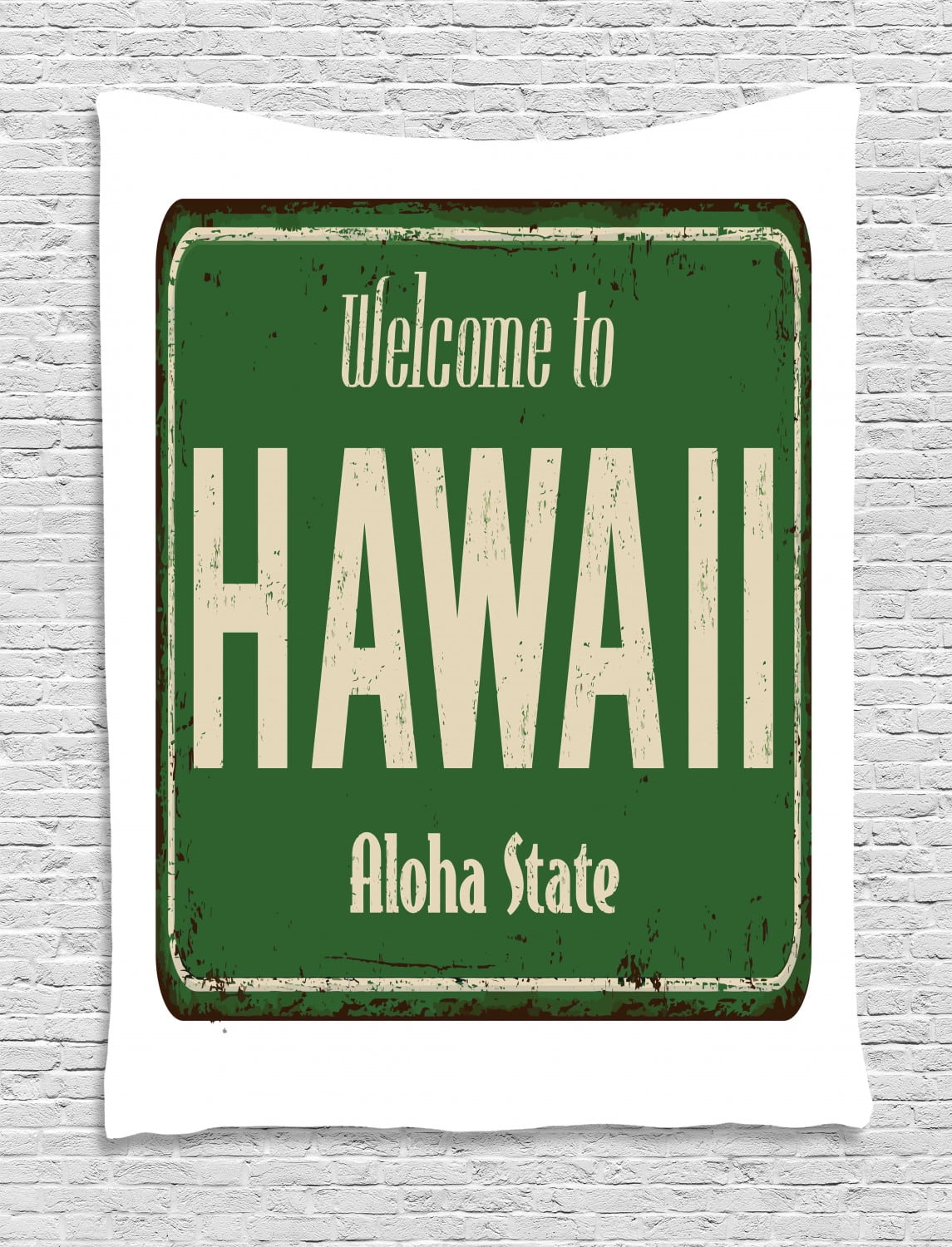 Aloha Tapestry, Welcome to Hawaii Aloha State Written on Vintage Rusty ...