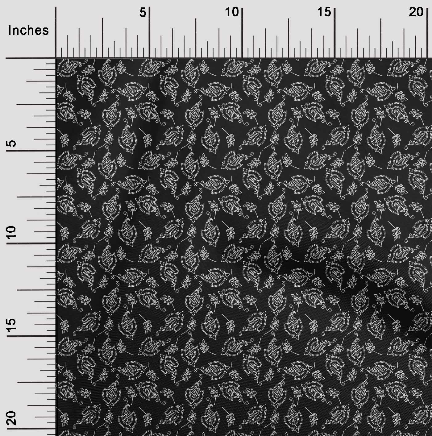 oneOone Organic Cotton Voile Fabric Artistic Floral Sashiko Print ...