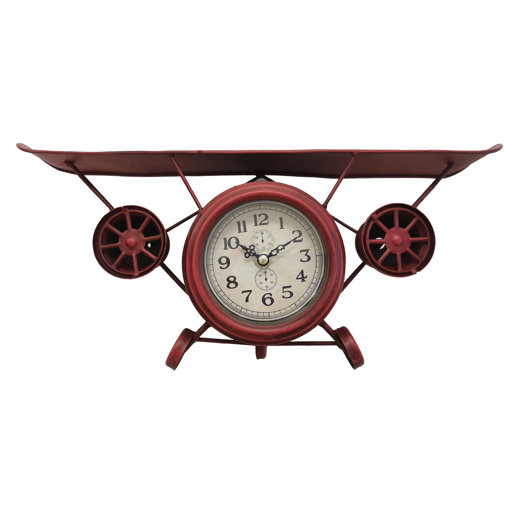 Red Vintage Airplane Metal Wall Clock | Walmart Canada