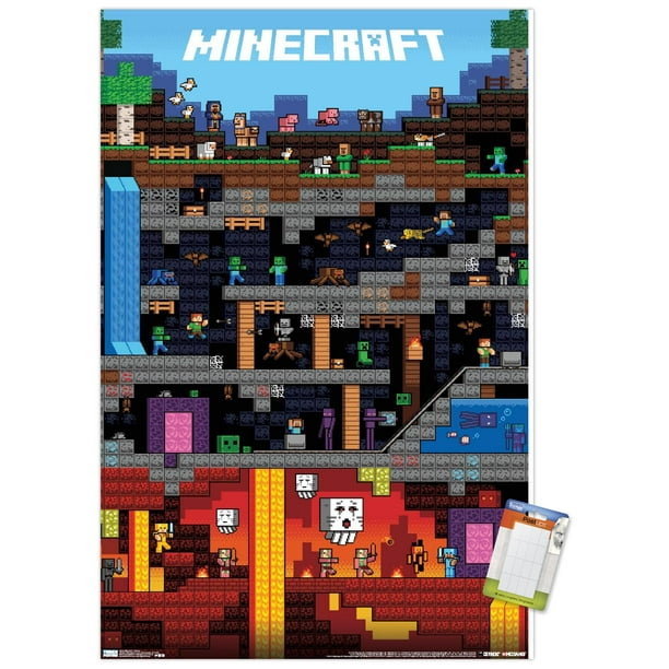 Minecraft - Worldly Wall Poster, 22.375" x 34" - Walmart.com