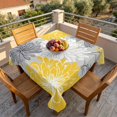 Abstract Flowers on Gray Table Cloth 54x54in, Waterproof Square ...