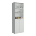 Knubmt 2 Door Bookcase Book Storage Cabinet Rack with 3 Open Shelves ...