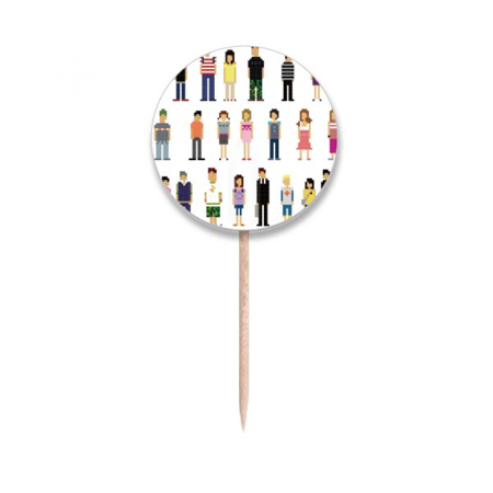 Game Characters Pairs Pixel Toothpick Flags Round Labels Party ...