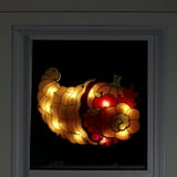 20" Lighted Cornucopia Thanksgiving Window Silhouette Decoration ...
