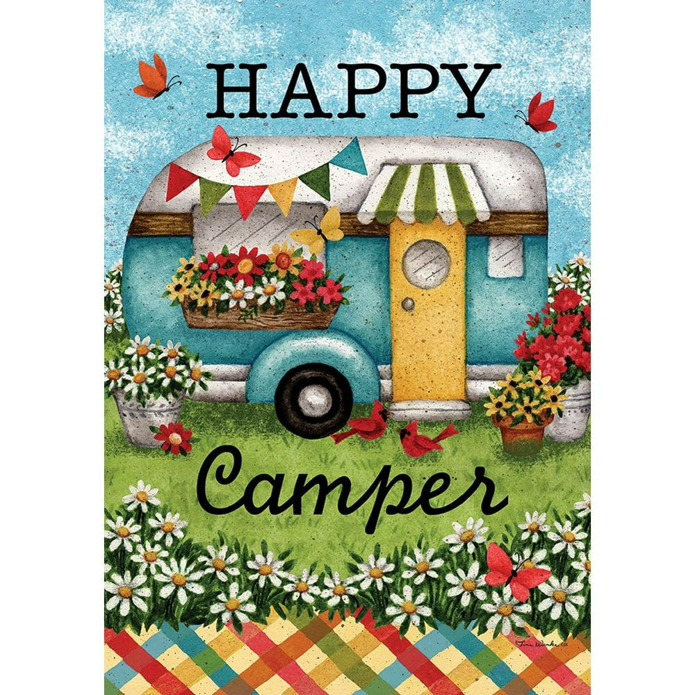 Custom Decor Garden Flag - Happy Camper - Walmart.com - Walmart.com