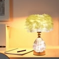 white Feather Table Lamp - Plug-in Bedroom Nightstand Lamp with Fluffy ...