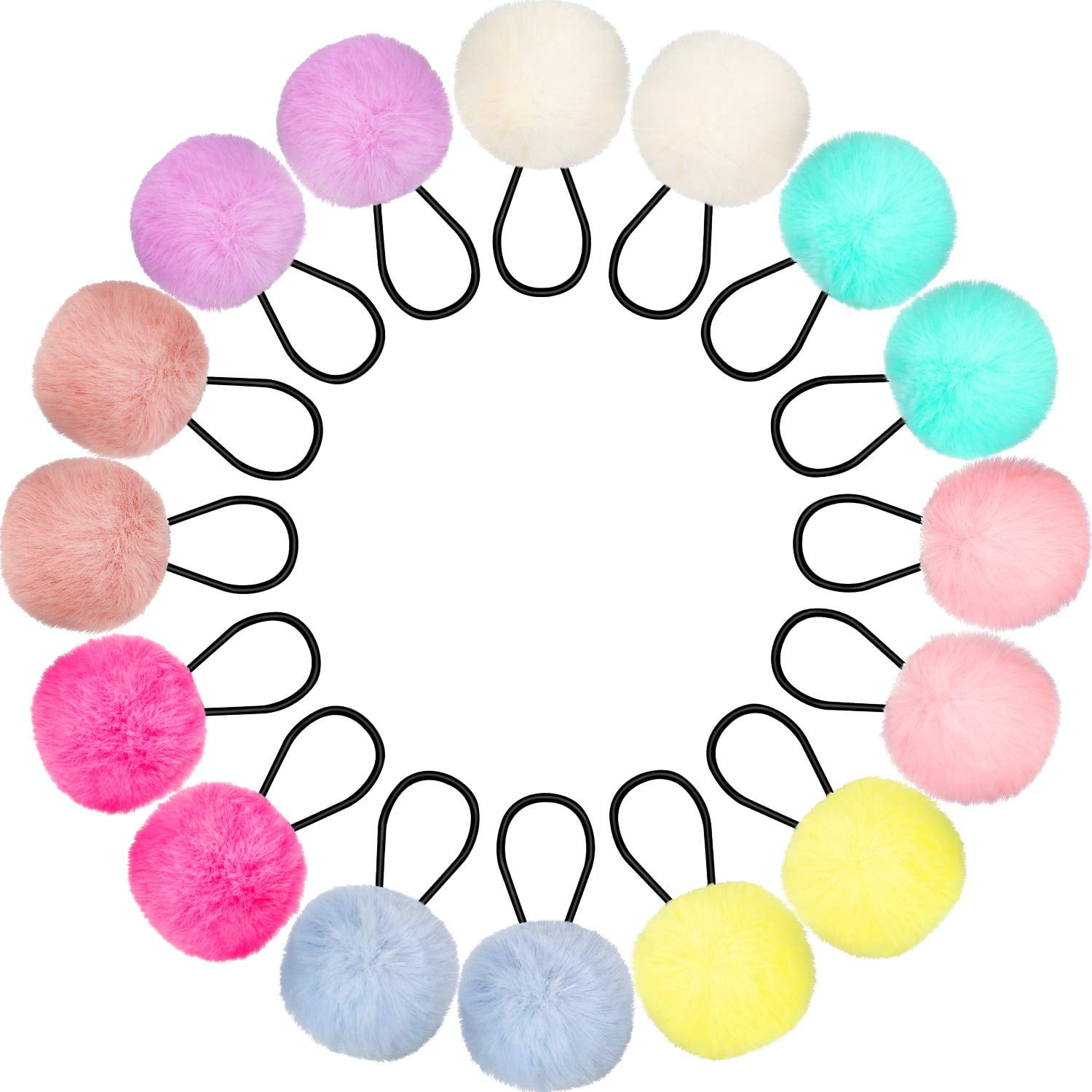 Click here for Surjde 16 Pieces Pom Hair Ties Pompom Ball Elastic... prices