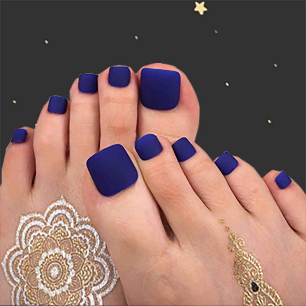 Dark Blue Toe Nail Art