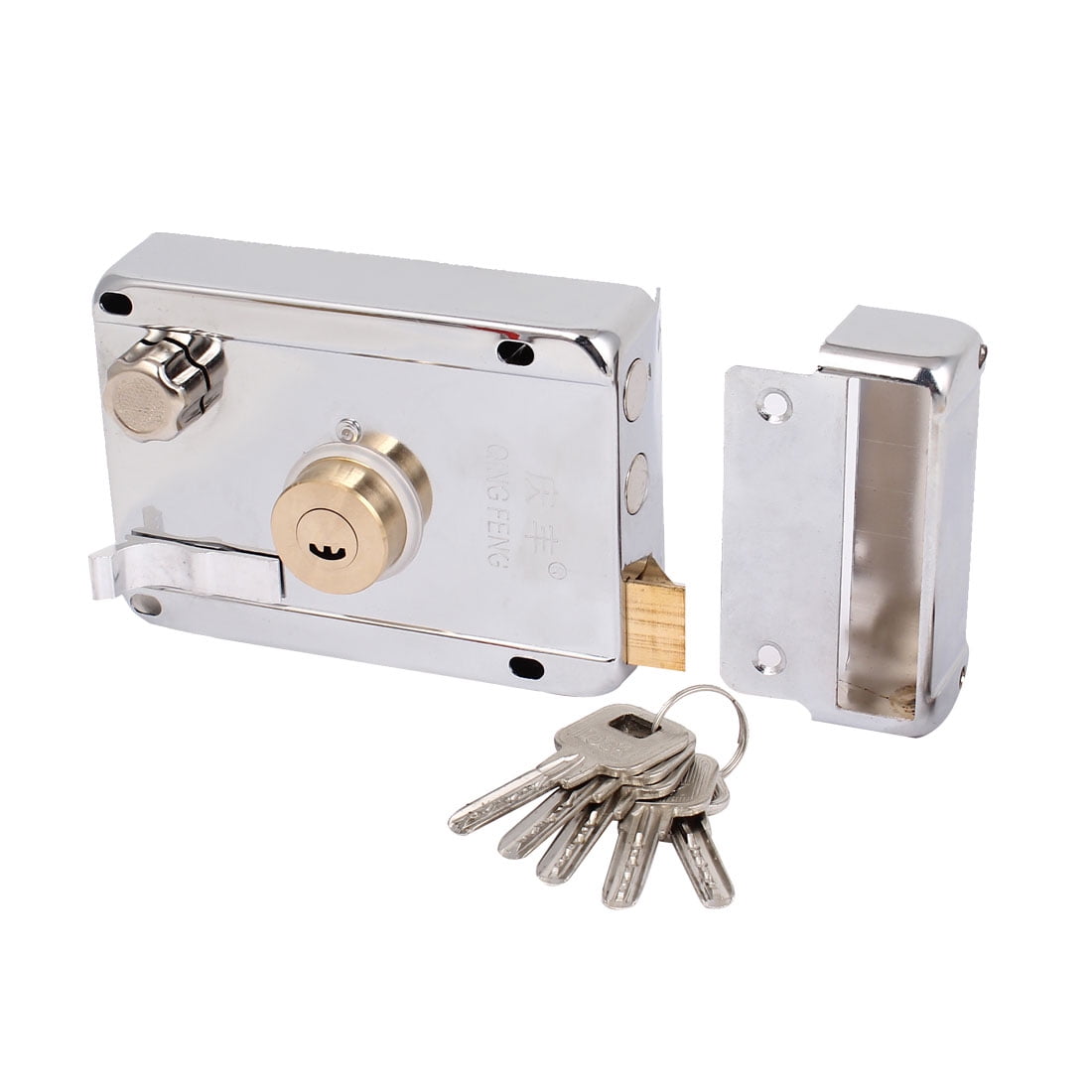 Door Gate Right Hand Cylinder Deadbolt Spring Latch Rim Lock Lockset ...