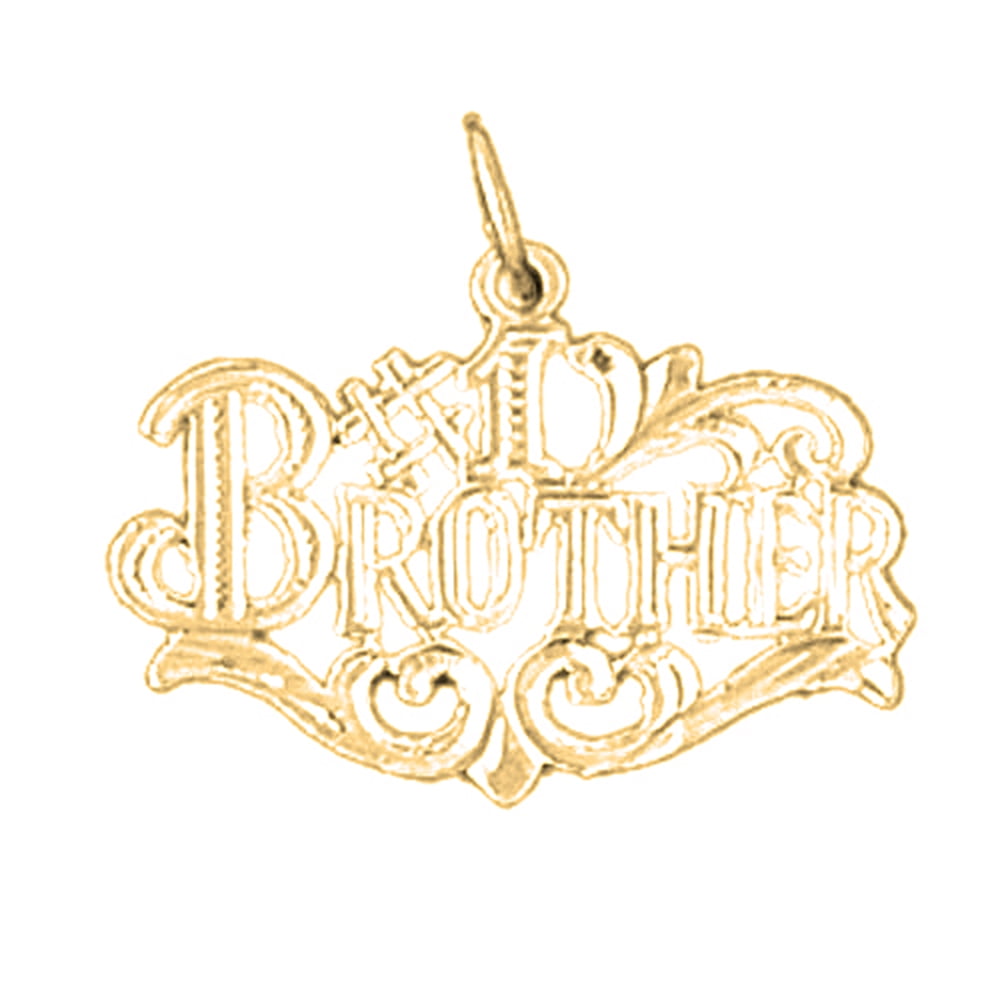 18K Yellow Gold #1 Brother Pendant - 20 mm - Walmart.com