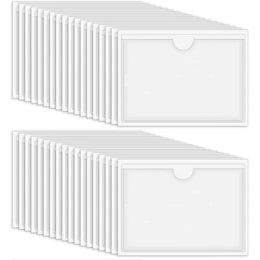 30 Set Clear Plastic Self Adhesive Label Holders with Paper Inserts for Supermarket and Library ...