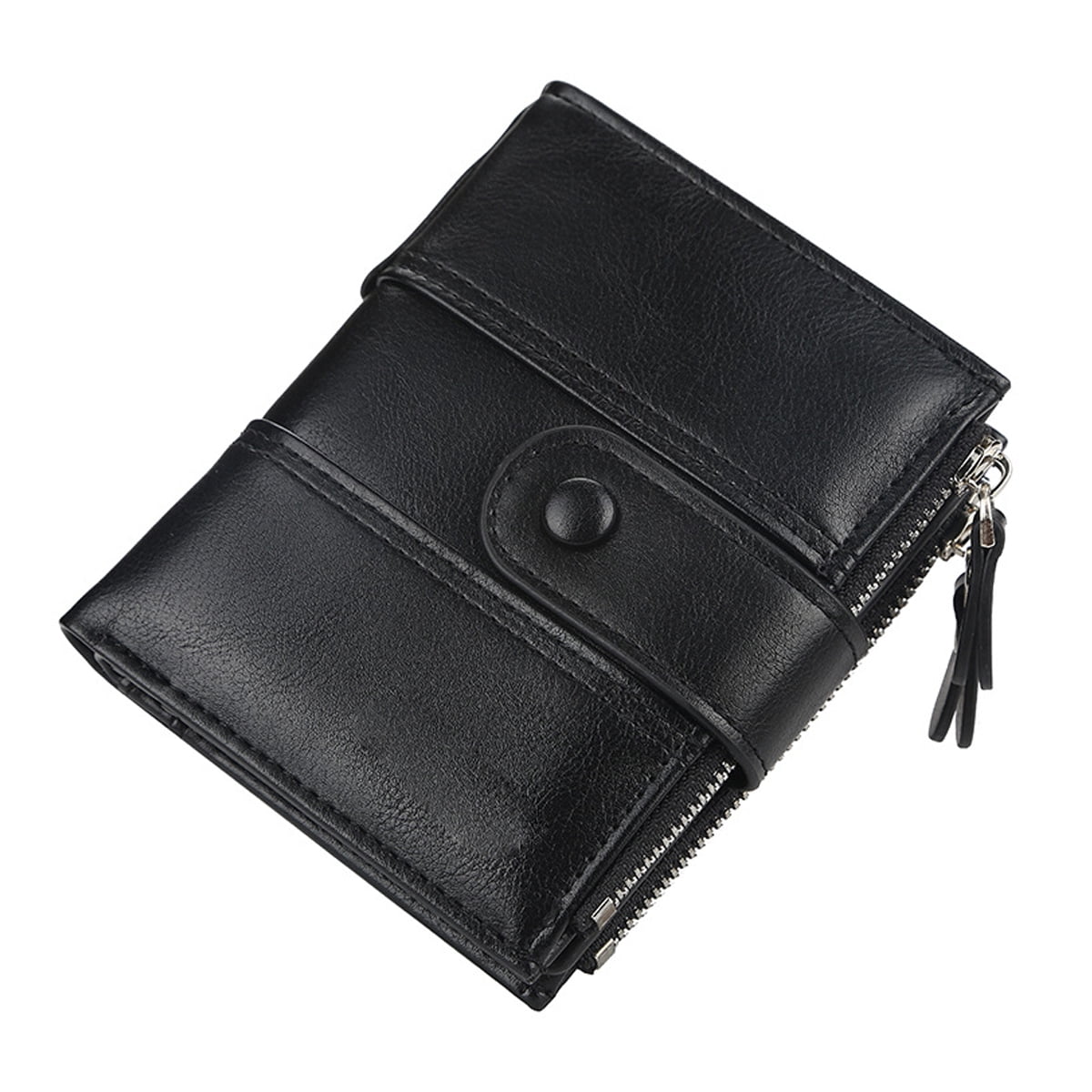 Men Wallet with Zipper PU leather Bifold Purse for Mens ID Window ...