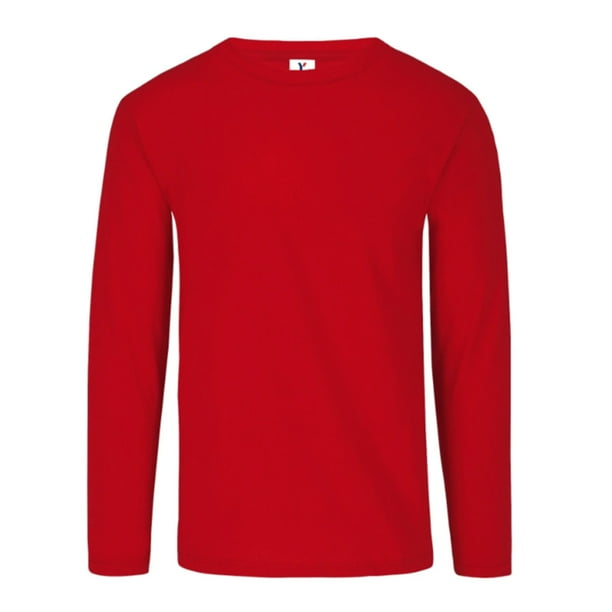 Playera Cuello Redondo Manga Larga para Caballero, Color Rojo, Talla ...