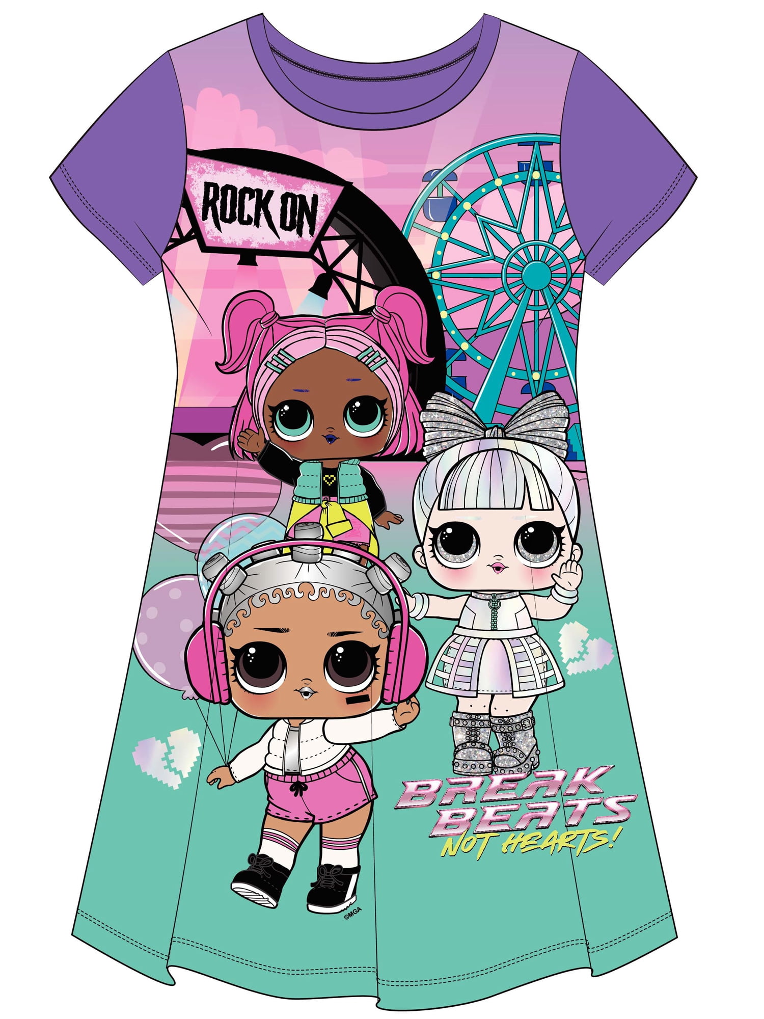 LOL Girls Dress Short Sleeve Casual Summer Dress, 7-18, Purple ...