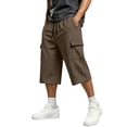 Bpyeka Men's Elastic Waist Drawstring Cargo Capri Shorts, Breathable ...