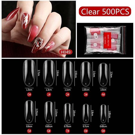 Artificial Snap Button False Nails, 500 Pieces, Long, Transparent ...