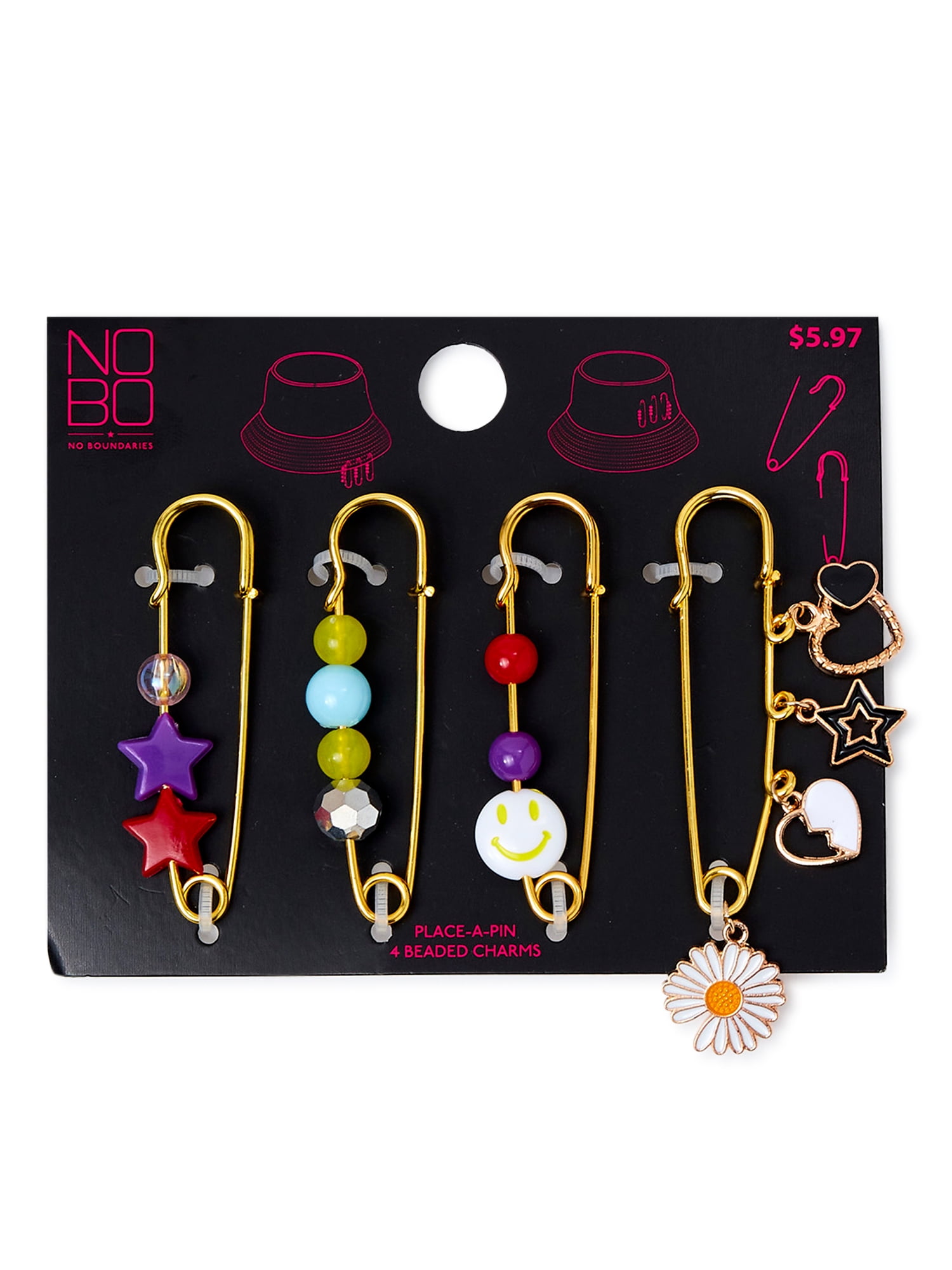 No Boundaries Juniors’ Place-a-Pin, 4-Pack - Walmart.com