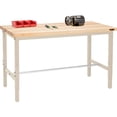 72"W x 36"D Adjustable Height Workbench, 1-3/4" Thick Maple Top Square ...