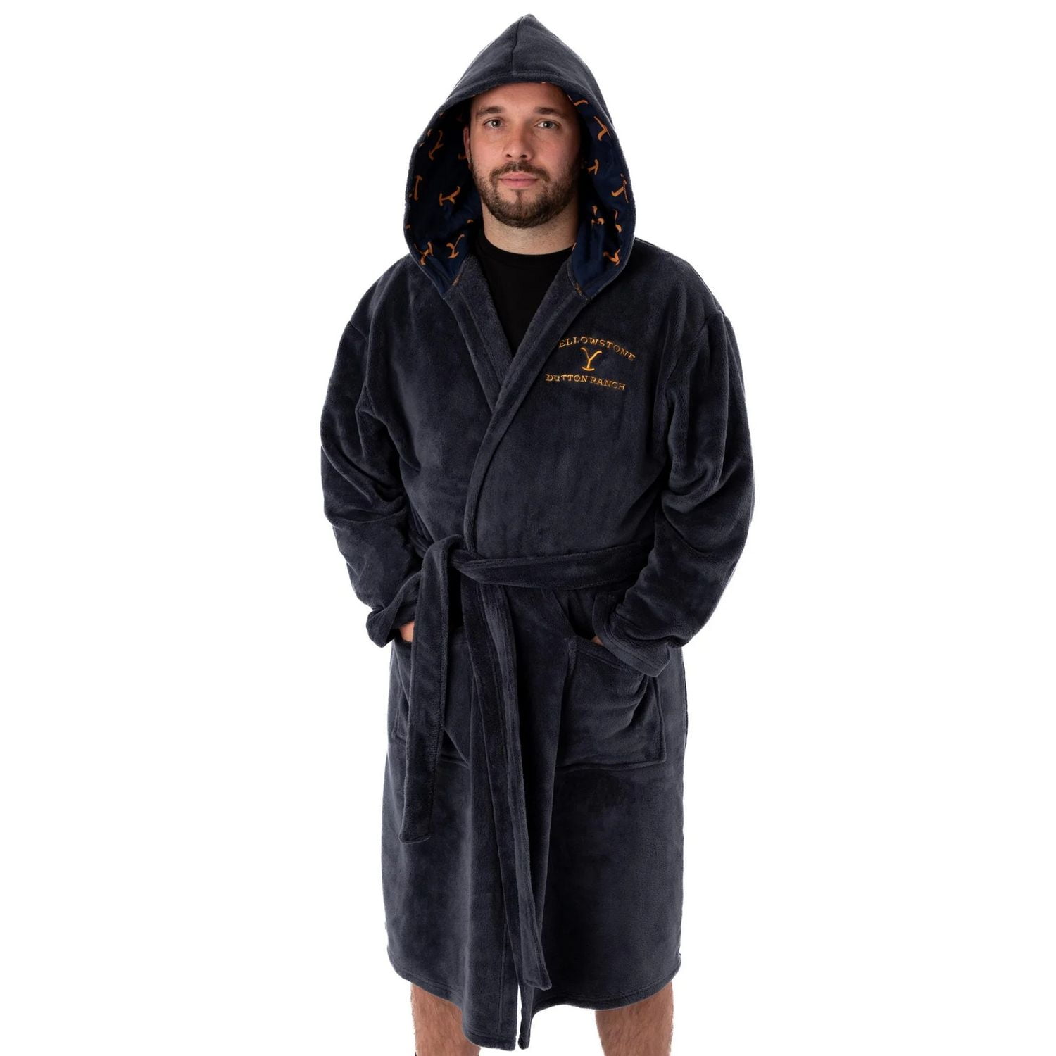 Yellowstone Mens Dutton Ranch Hooded Robe S