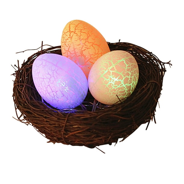 Mistaha Colorful Easter Egg Shape Night Light with Rattan Nest Battery ...