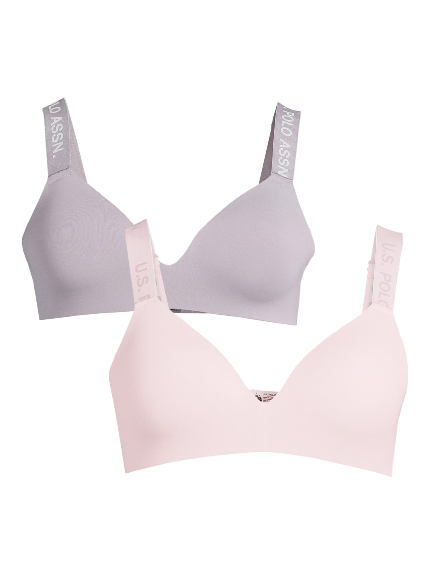 U.S. Polo Assn. Women's Wire Free Microfiber Push Up Bras, 2-Pack ...