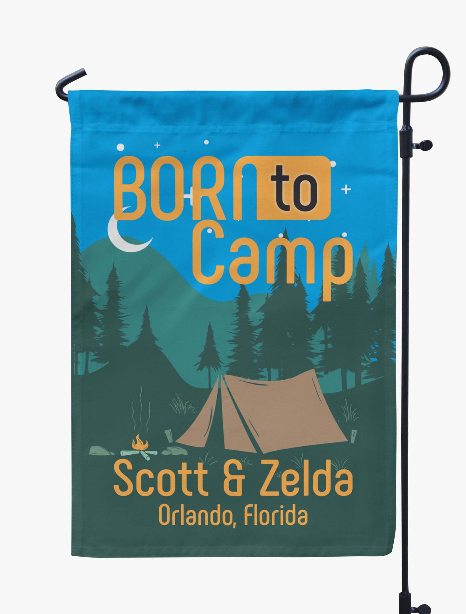 Printtoo Multicolor Born To Camp Campsite 12.5x18 Inches Double ...