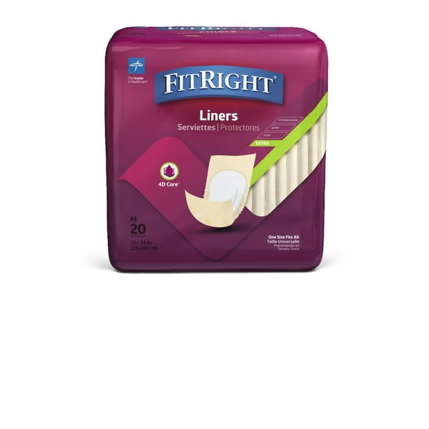 FitRight Incontinence Adult Liners, 20 ct, Extra Absorbency - Walmart.com
