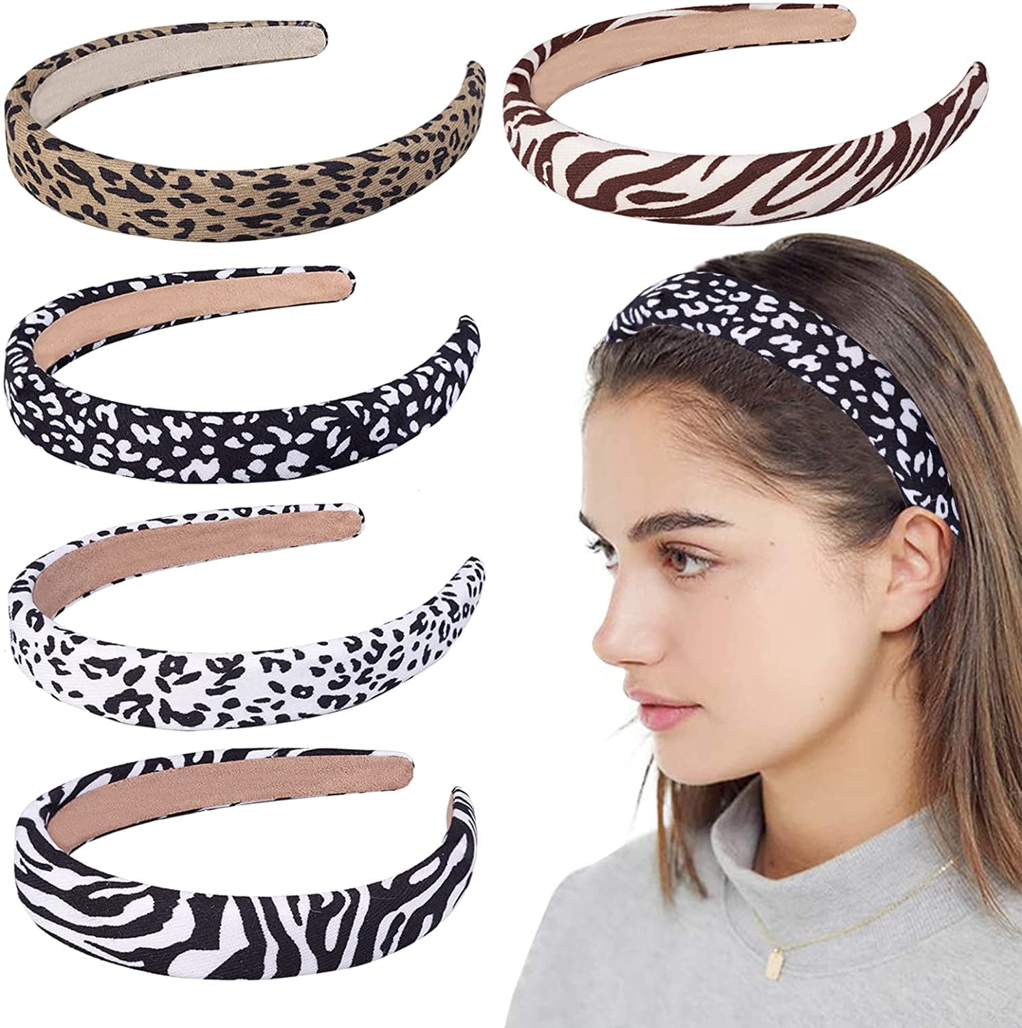 5PCS Headbands for Women, FITDON Leopard Turban Headbands - Walmart.com