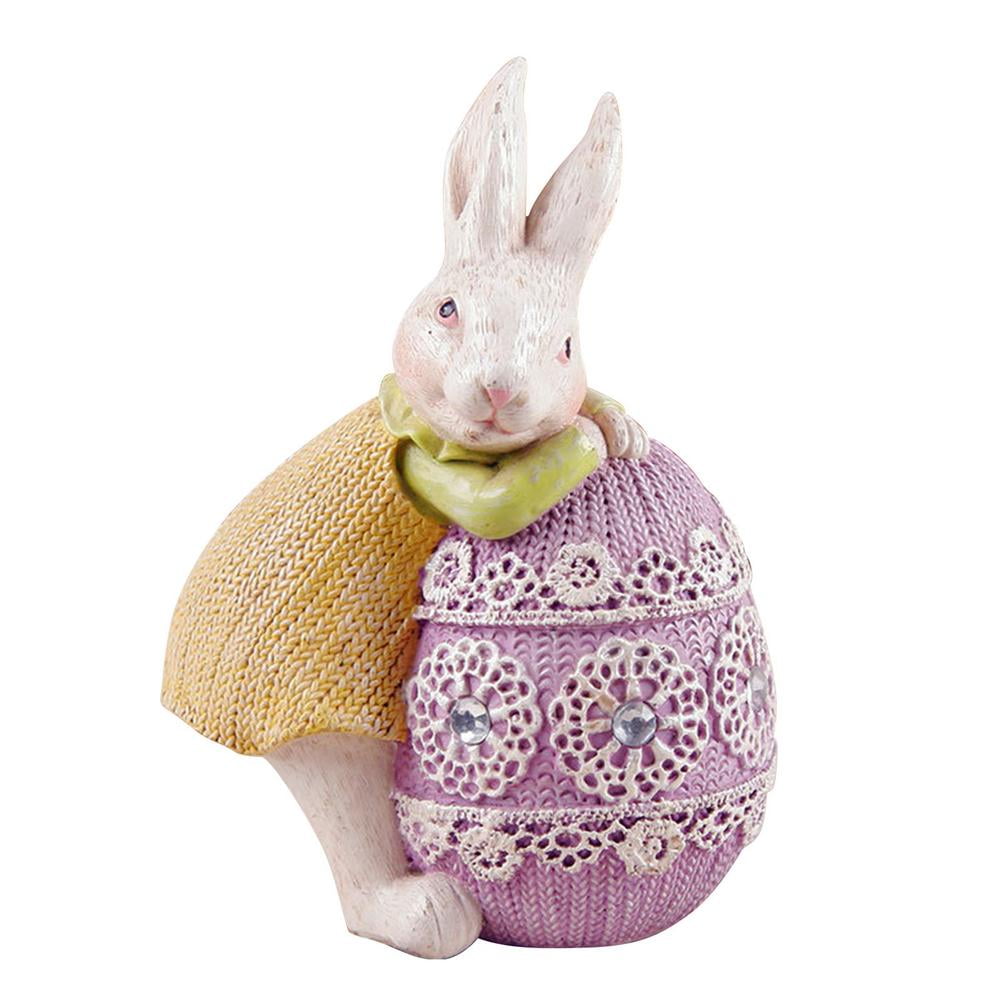 Laideyi Resin Rabbit Statue Spring Summer Bunny Easter Eggs Signs Decor ...