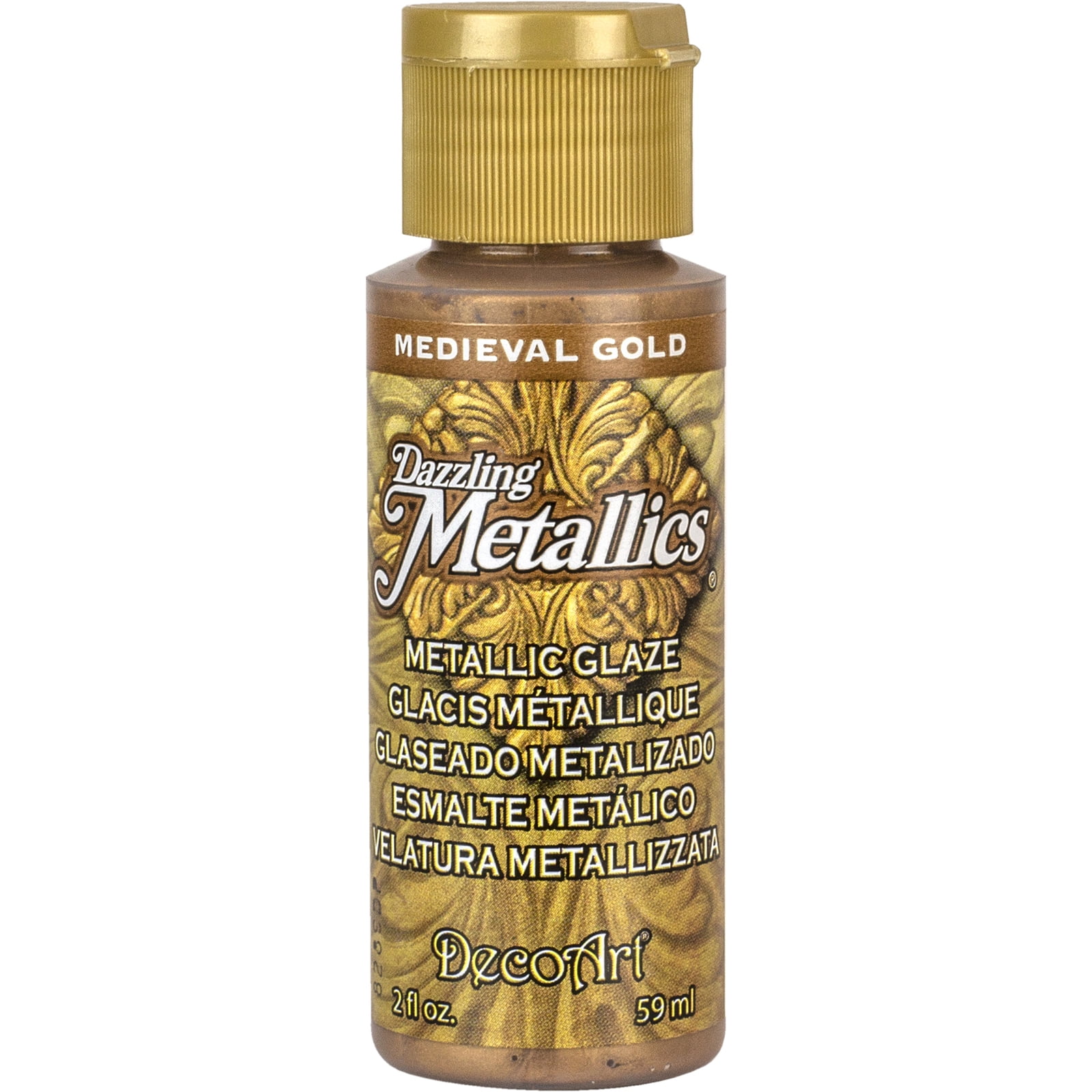 DecoArt Dazzling Metallics Acrylic Glaze, 2 oz., Medieval Gold ...