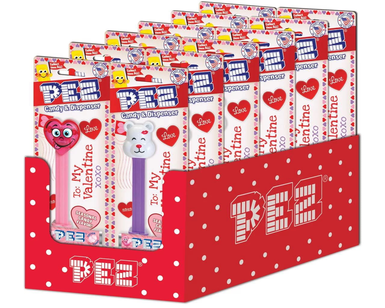 Pez Happy Valentines Day Candy Dispenser Blister Pack 12 Count