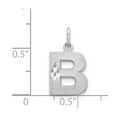 14k White Gold Satin Solid Diamond-cut Initial B Charm - Walmart.com
