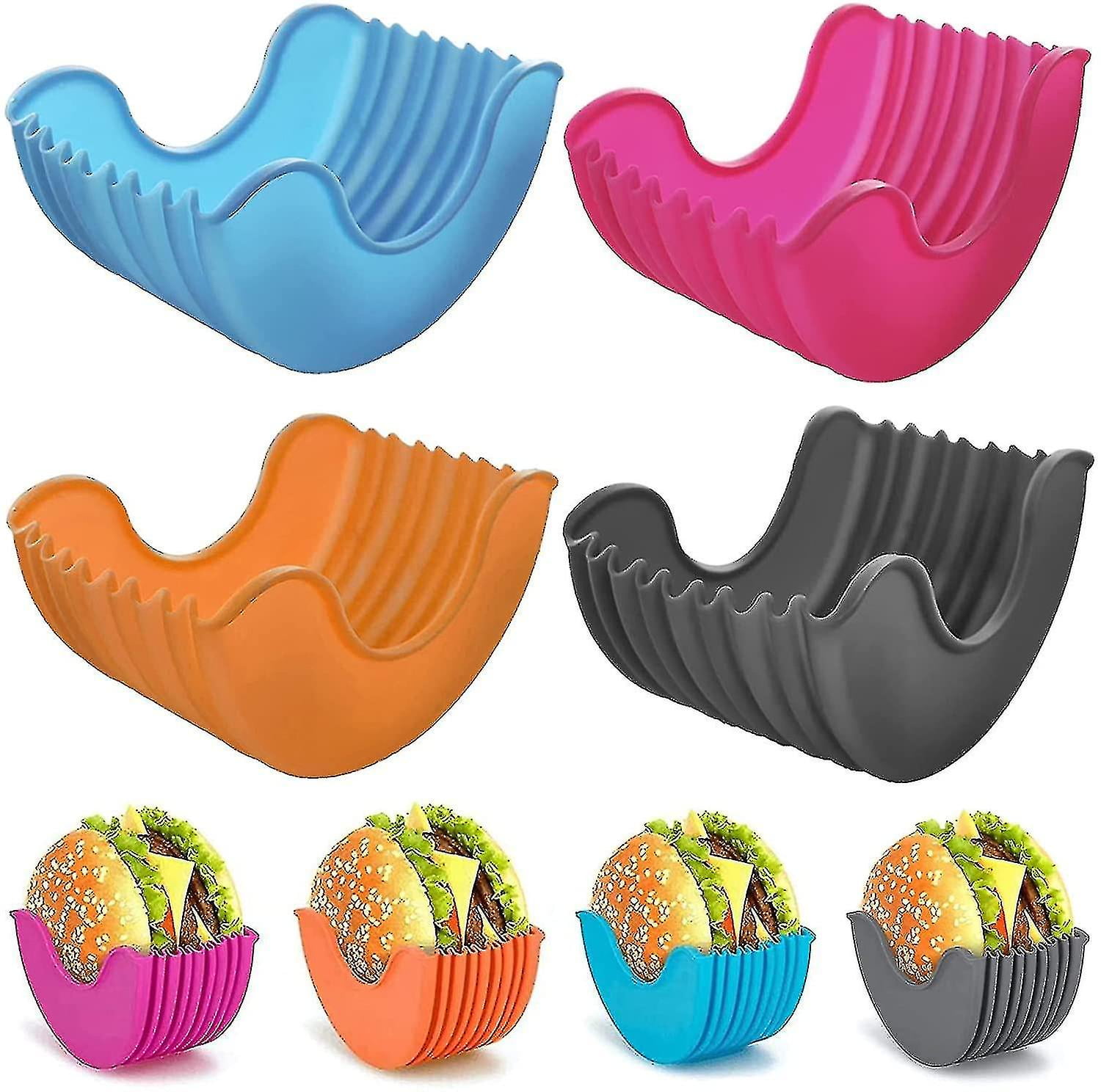 4pcs Adjustable Silicone Hamburger Holders, Fixed Hamburger Boxes ...