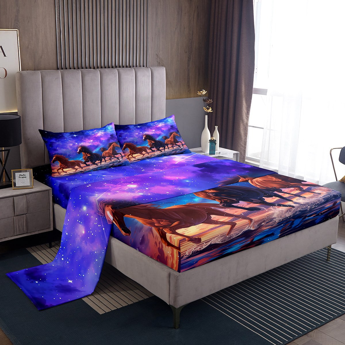 Click here for Yst Kids Horse Queen Sheets Glitter Stars Bed Shee... prices