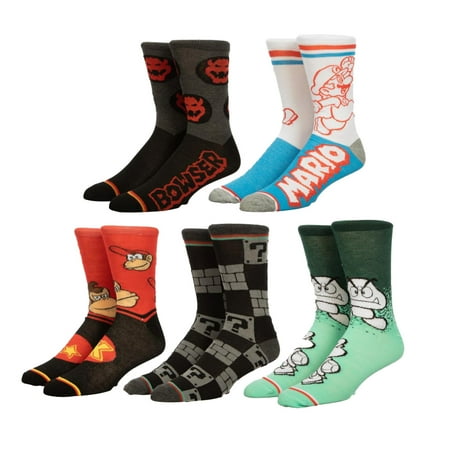 Super Mario Bros DK Bowser Mystery Box 5 Pack Crew Socks | Walmart Canada