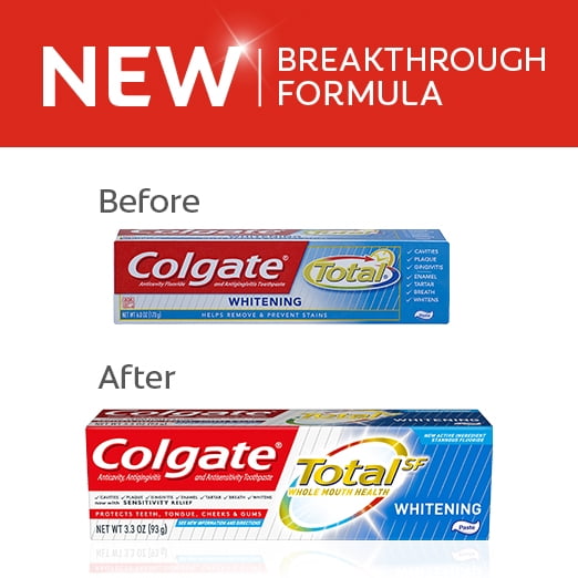 Colgate Total Whitening Toothpaste with Fluoride, Multi Benefit ...