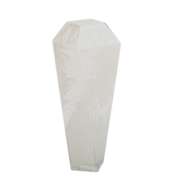 Decmode Contemporary 18 inch geometric cut white glass vase, White ...