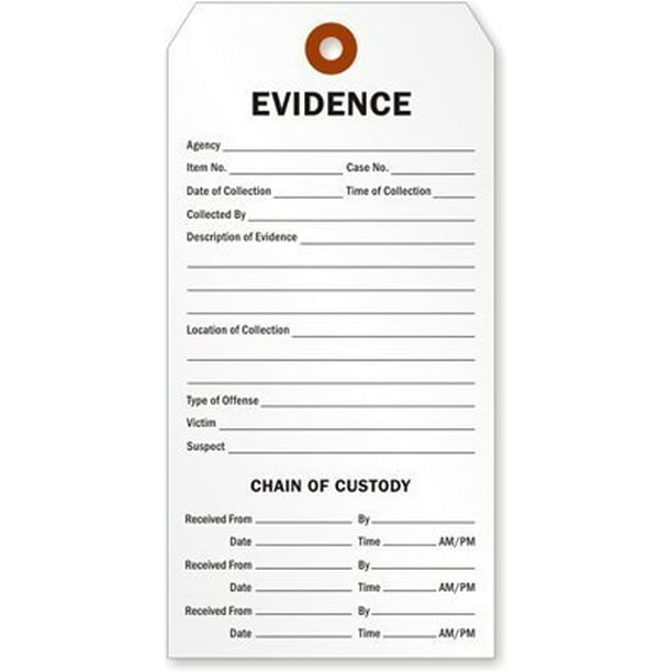 Evidence and Chain of Custody Tag, 25 Tags/Pack, 6.25" x 3.125 ...