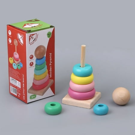 SHTUUYINGG Wooden Educational Stacking & Nesting , Rainbow Shape Tower ...
