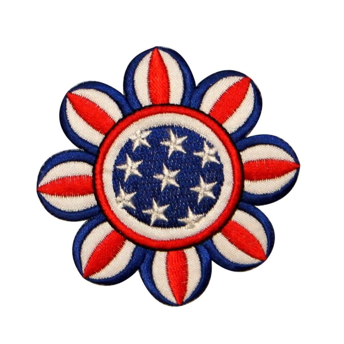 ID 1086Z American Flag Flower Patch Patriotic Daisy Embroidered Iron On ...