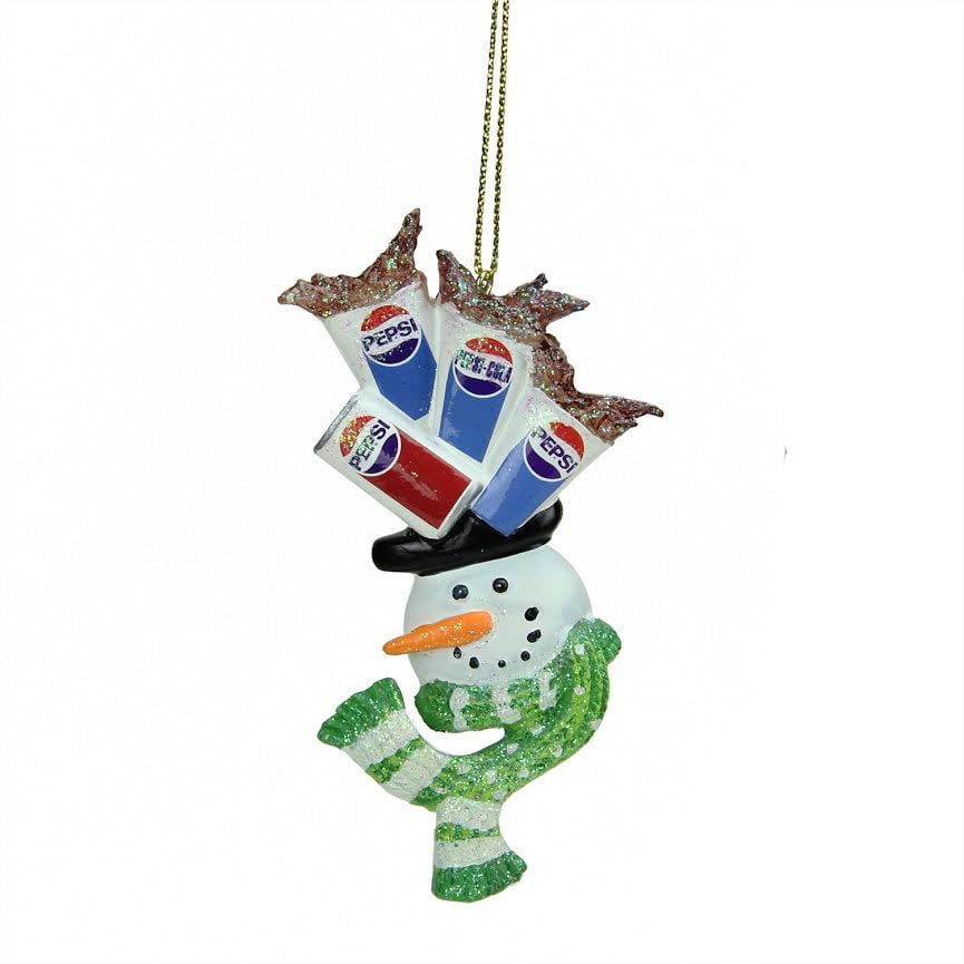 Northlight 4" Glittered Snowman Head Balancing Pepsi Christmas Ornament ...